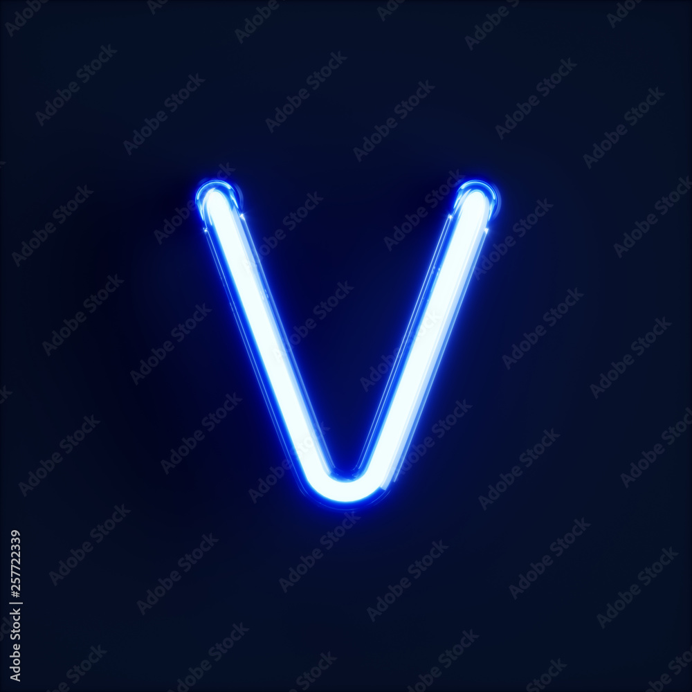 Neon light alphabet character V font Stock Illustration | Adobe Stock