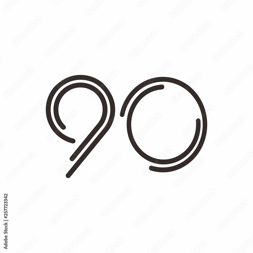 90 logo initial letter design template vector illustration Stock Vector ...