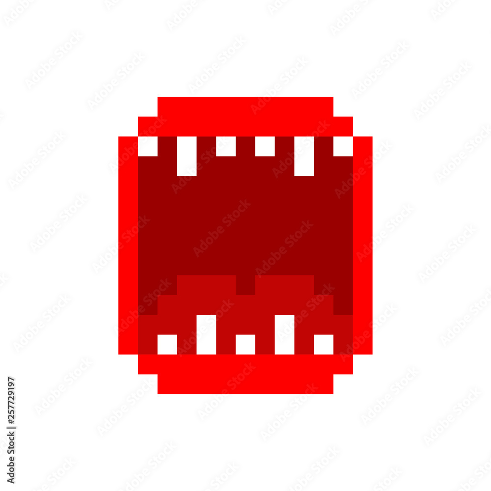 Angry open mouth with teeth pixel art. 8bit Stock Vector | Adobe Stock