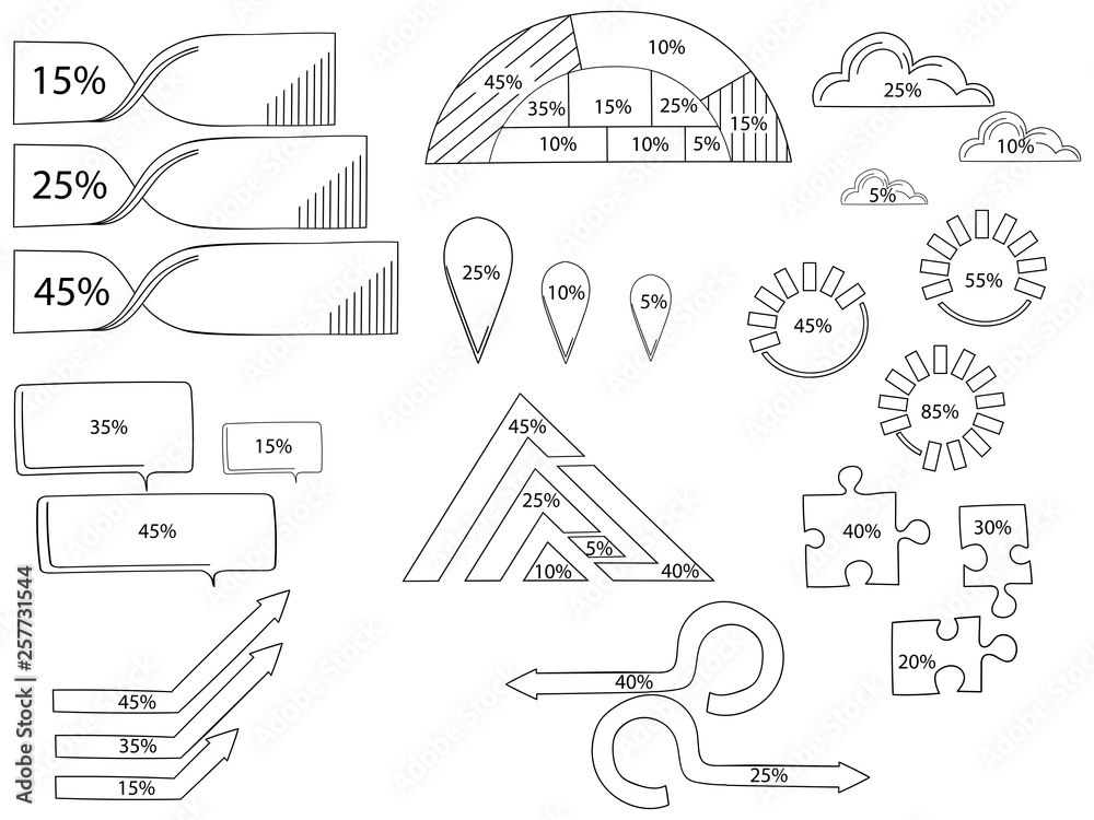 Raster elements for infographic. Template for cycle diagram, graph ...