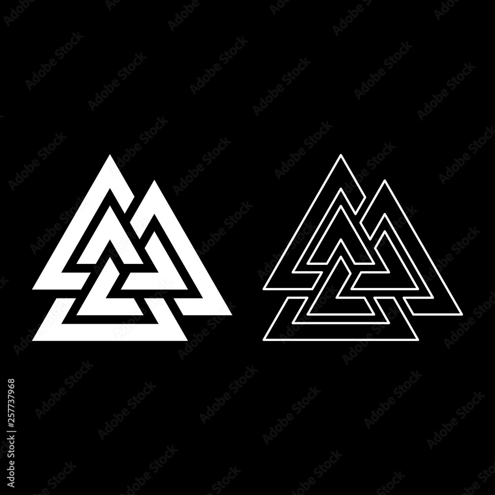 Valknut symbol icon set white color vector illustration flat style ...