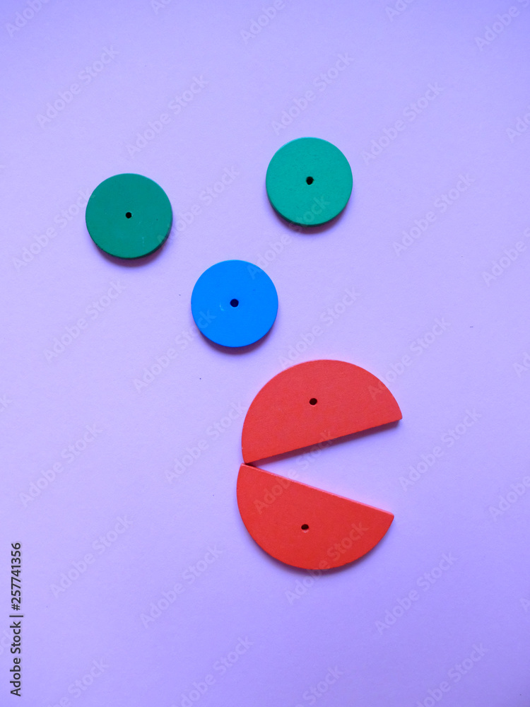 Artificial funny face created out of flat wooden blocks. The concept of ...
