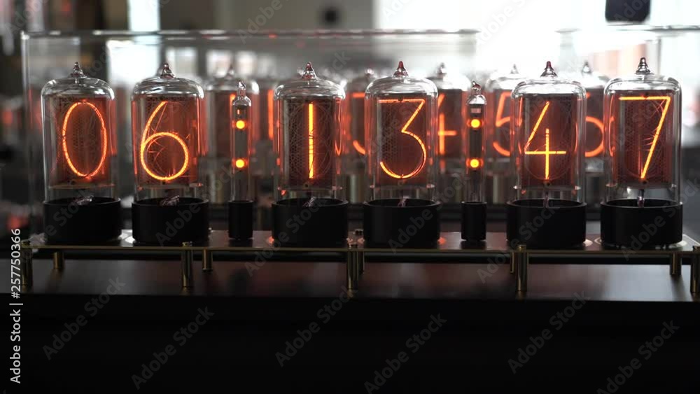 Nixie tube retro electronic clock numbers, cold cathode display, glow ...