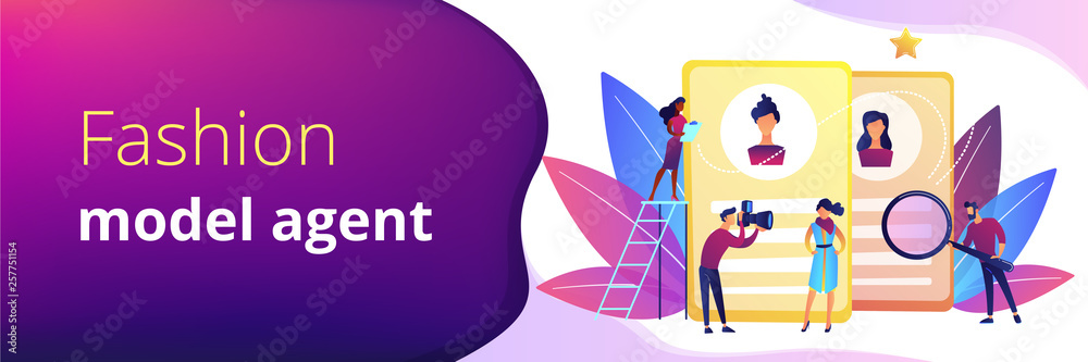 Vetor do Stock: Modeling agency manager and photographer take photos of ...