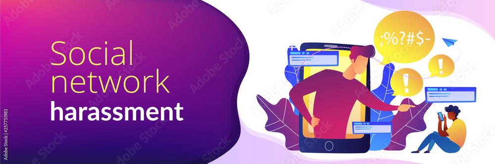 Bully in smartphone harassing, threatening and intimidating upset ...