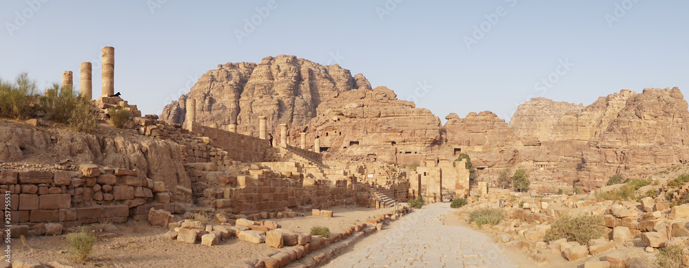 The Great Temple ruins of the Nabataean Kingdom in Petra, Jordan. Stock ...