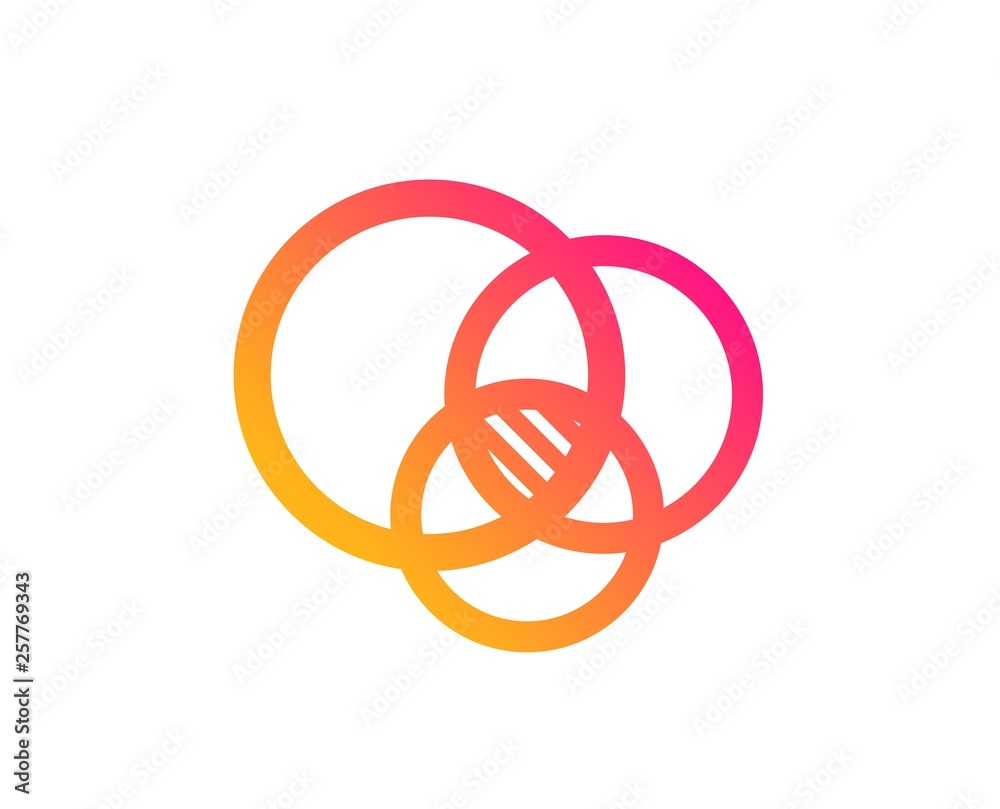 Euler diagram icon. Eulerian circles sign. Relationships chart symbol ...