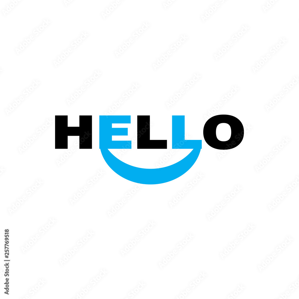 HELLO with Smile logo design Stock Vector | Adobe Stock