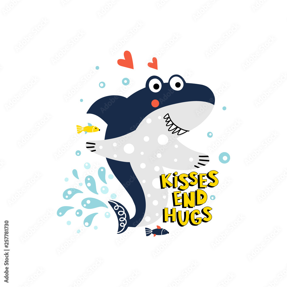 Cute shark with text for kids Stock Vector | Adobe Stock
