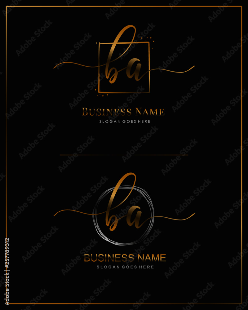 Initial B A BA handwriting logo vector. Letter handwritten logo ...