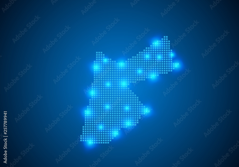 Abstract blue background with map, internet line, connected points. map ...