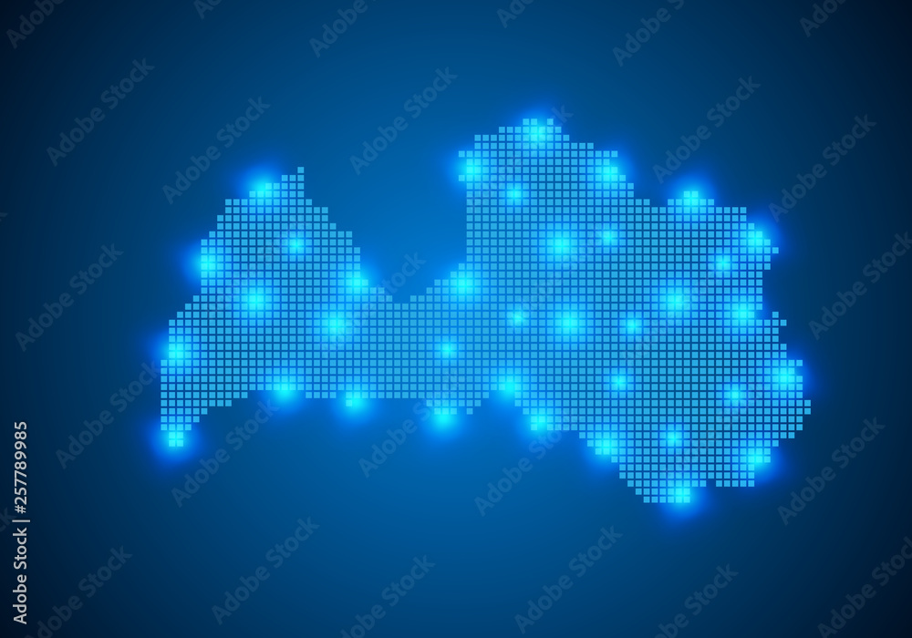 Abstract blue background with map, internet line, connected points. map ...