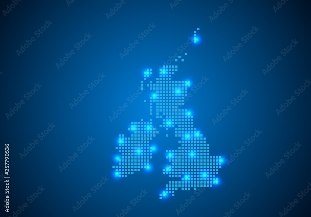 Vetor de Abstract blue background with map, internet line, connected ...