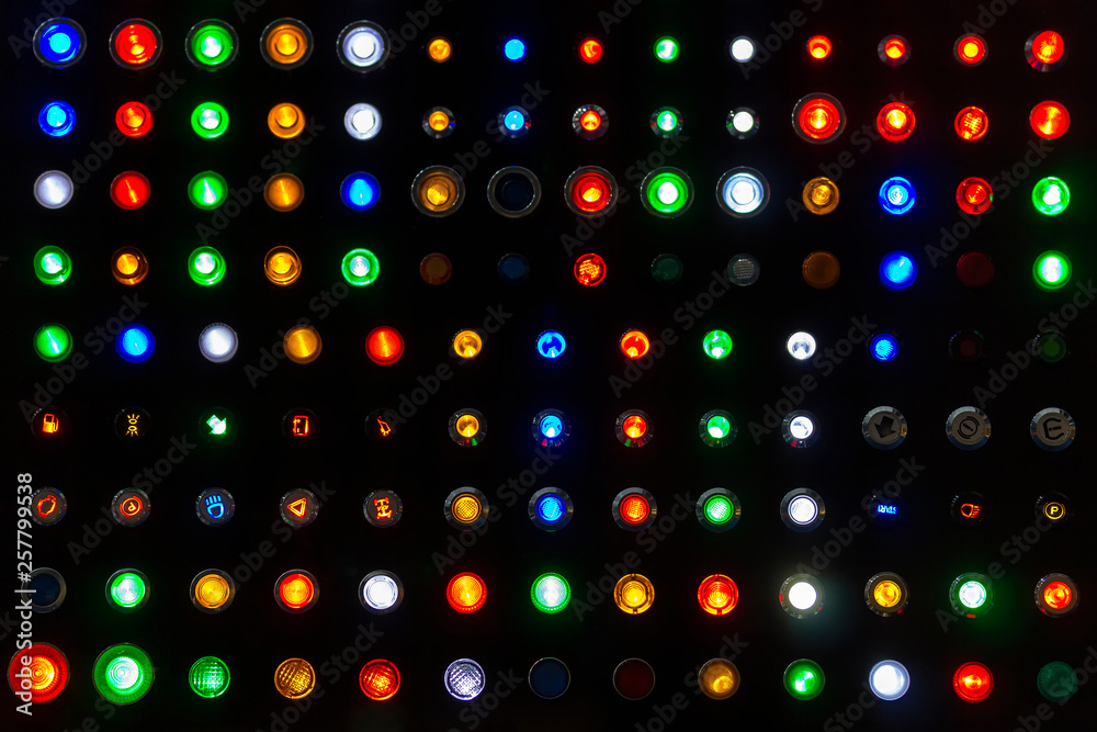 many kind colorful sample of status lamp or push button switch for show ...