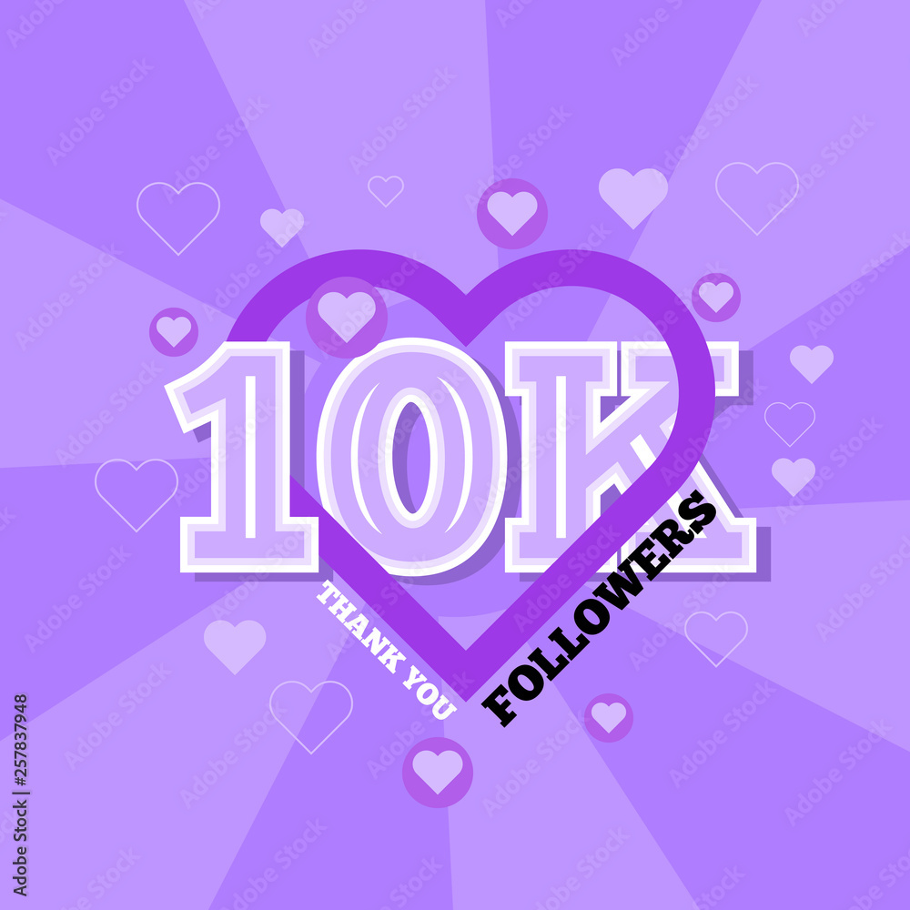 10K Followers and thank you banner background with heart bubble icons ...