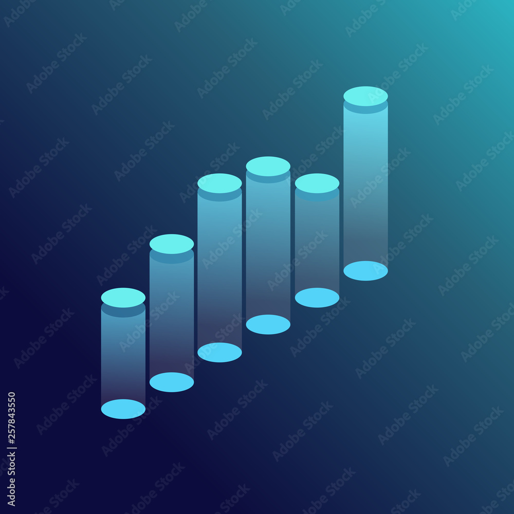 Isometric growth graph chart, 3D graph vector illustration Stock Vector ...
