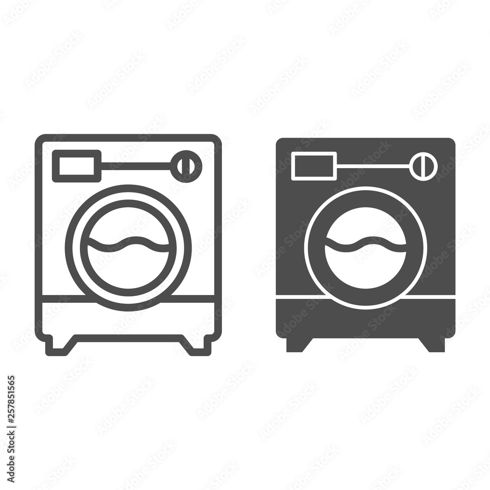 Washing machine line and glyph icon. Appliance vector illustration ...
