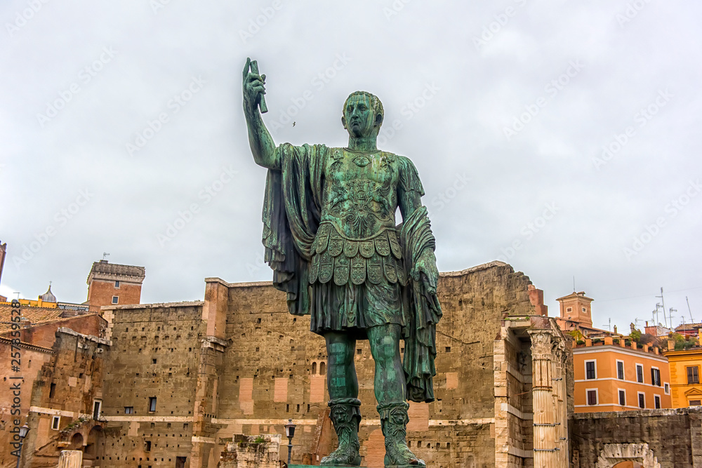 Statue of the emperor Caesar Augustus Nerva, located near the Colosseum ...