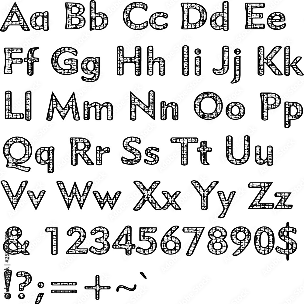 Alphabet,collection letters. Structural, textured text. Hand drawn ...