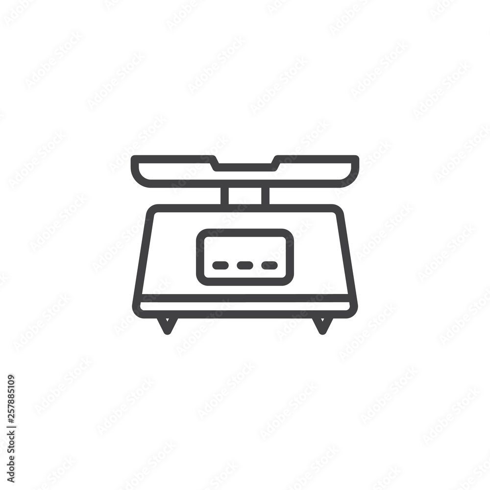 Digital kitchen scales line icon. linear style sign for mobile concept ...