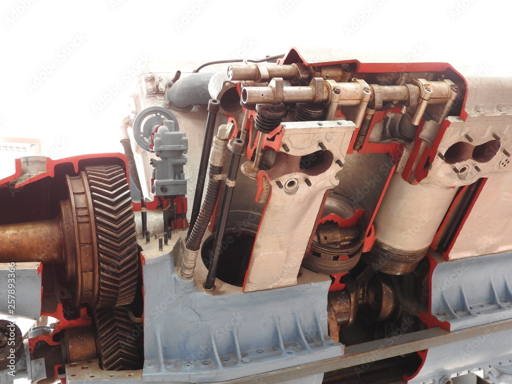 Internal components and parts of aircraft engine. Stock Photo | Adobe Stock