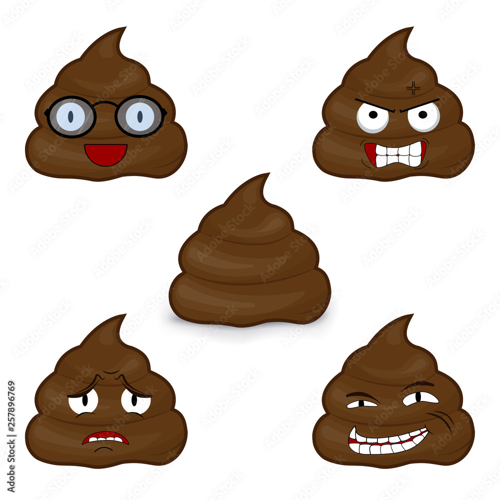 Set of cartoon shit isolated on white Stock Vector | Adobe Stock