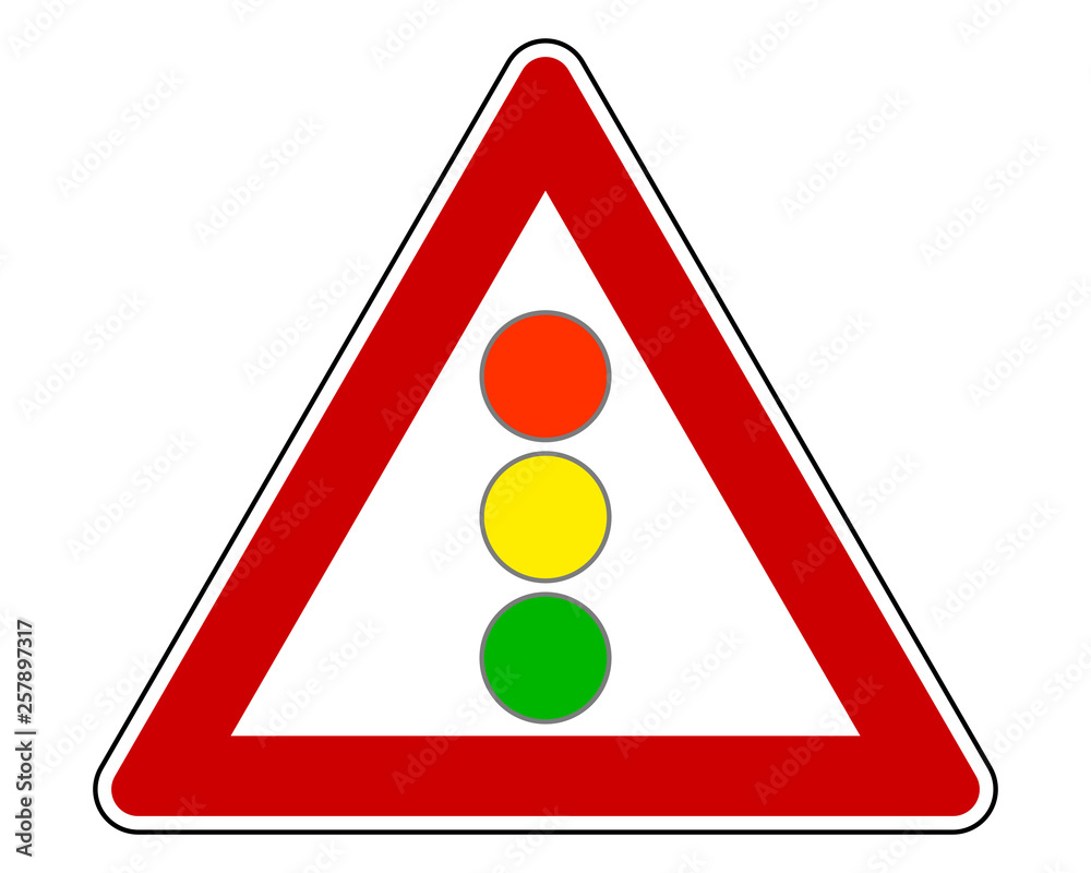 Verkehrsschild Achtung Ampel auf weiss Stock Vector | Adobe Stock