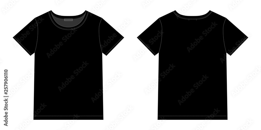 Unisex black t-shirt design template. Front and back vector. Stock ...