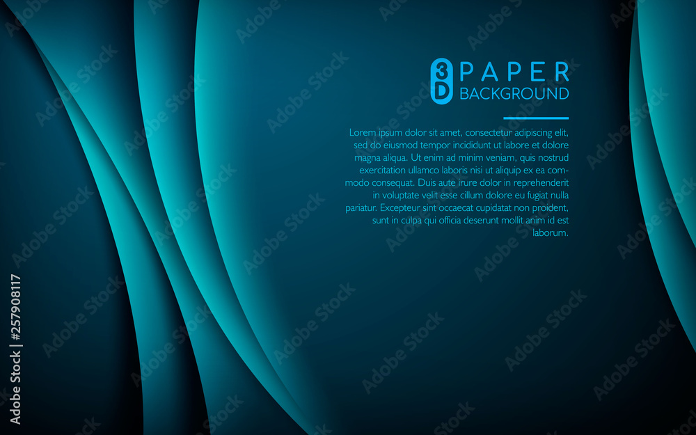Dark blue 3d paper background. Abstract realistic overlap paper with ...