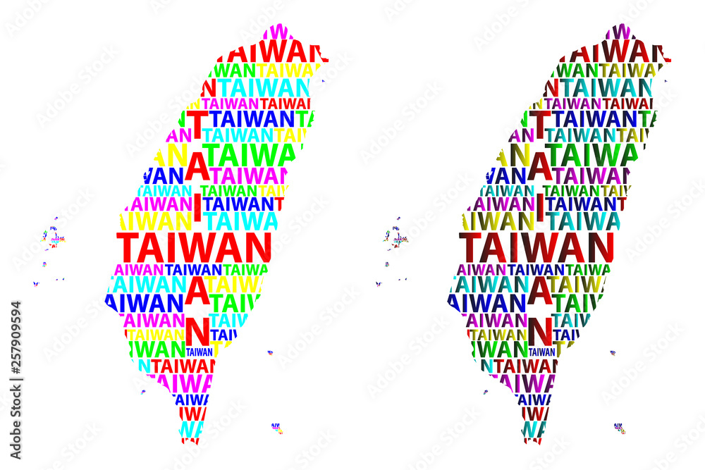 Sketch Taiwan letter text map, Republic of China (ROC) - in the shape ...