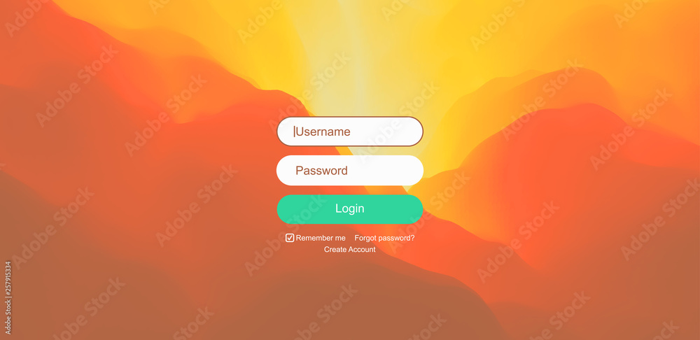 Login user interface. Modern screen design for mobile app and web design. Gradient background ...