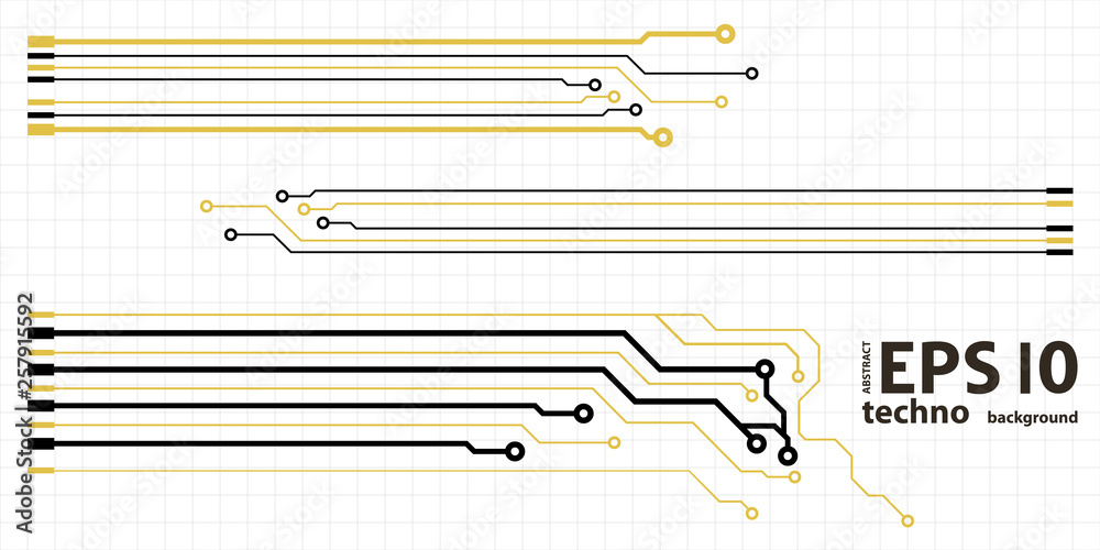Vector circuit board elements on grid. Design elements for circuit ...