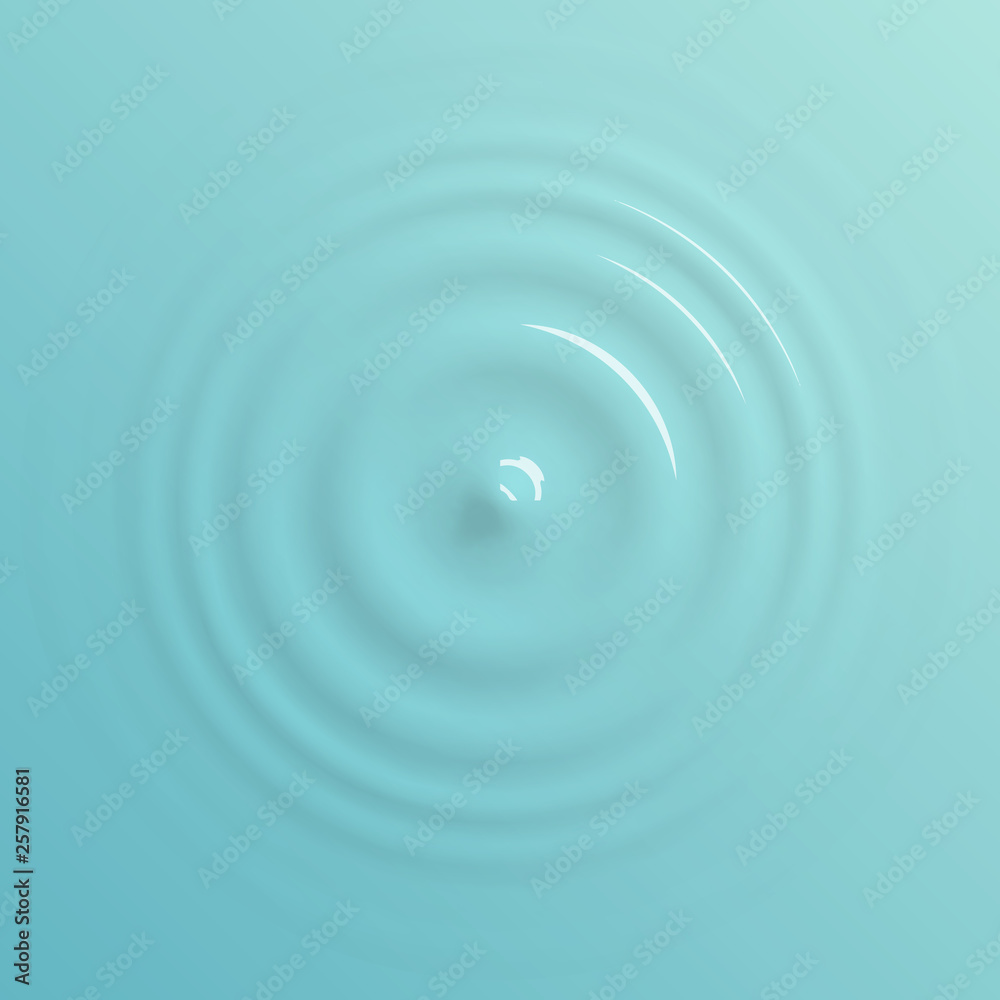 Water drop falling on water surface, top view background Stock Vector ...