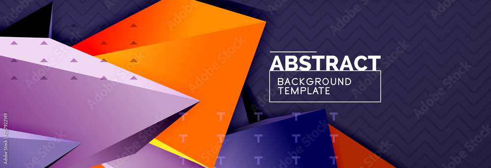 3d triangular shapes geometric background. Origami style pattern with ...