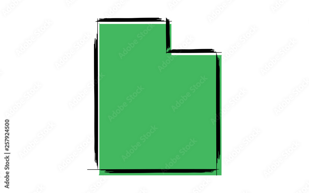 Stylized green sketch map of Utah Stock Illustration | Adobe Stock