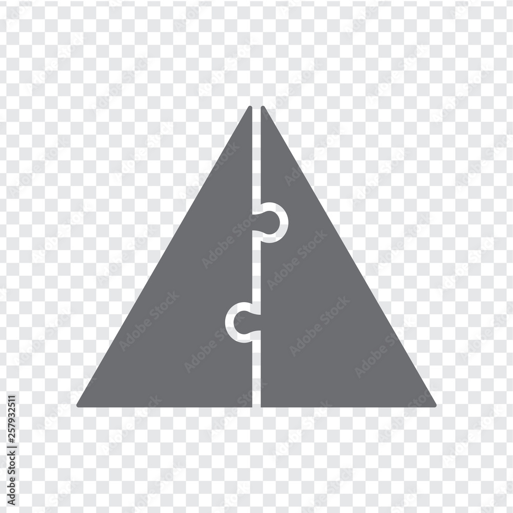 Simple icon triangle puzzle in gray. Simple icon puzzle of the two ...