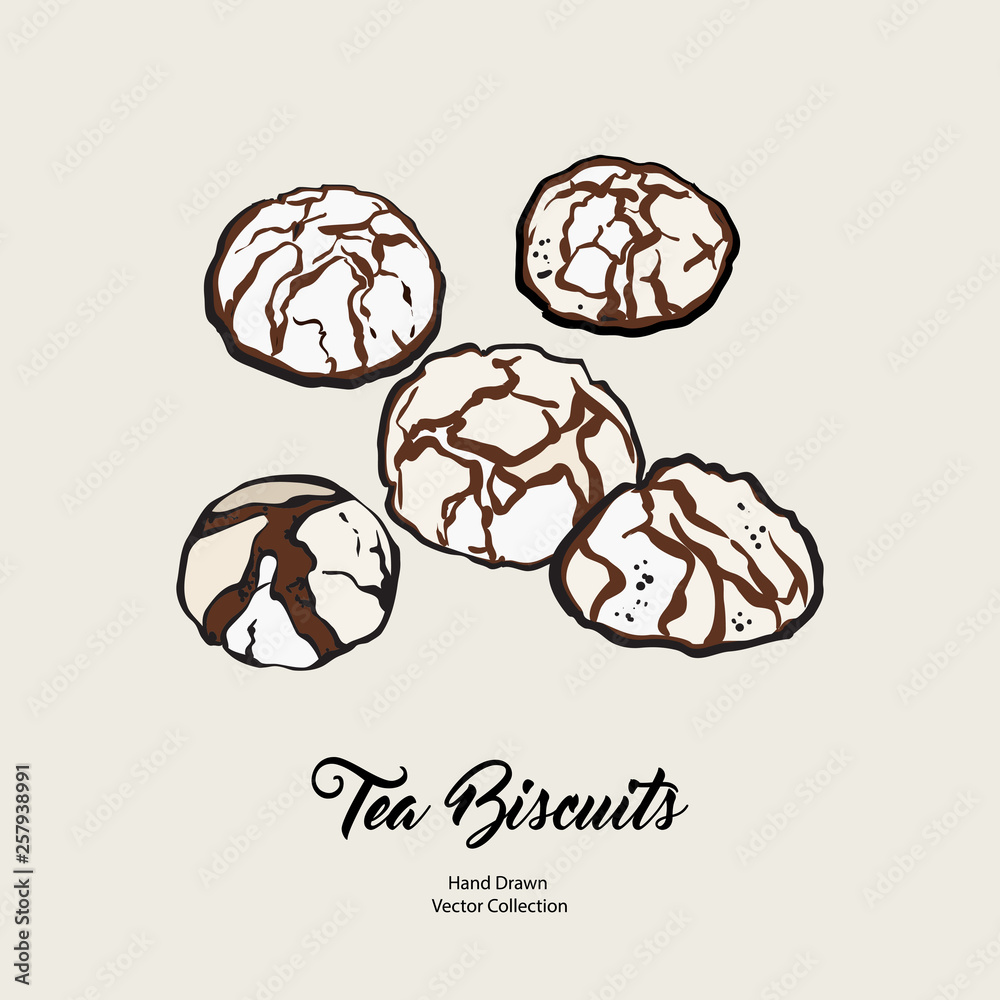 Biscuits isolated hand drawn vector line illustration in old style ...