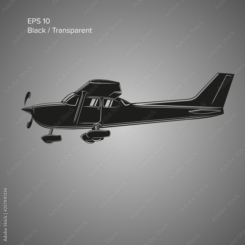 Small plane vector illustration. Single engine propelled aircraft ...