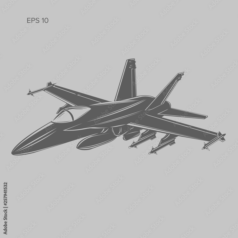 Jet fighter vector illustration. Military aircraft. Carrier-based ...