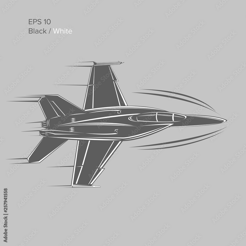 Jet fighter vector illustration. Military aircraft. Carrier-based ...