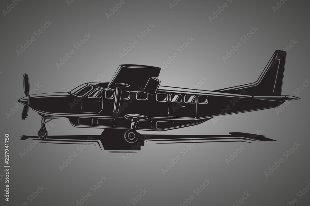 Small plane vector illustration. Big single engine propelled passenger ...
