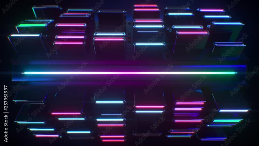 Looping background light installation glowing with futuristic, metal ...