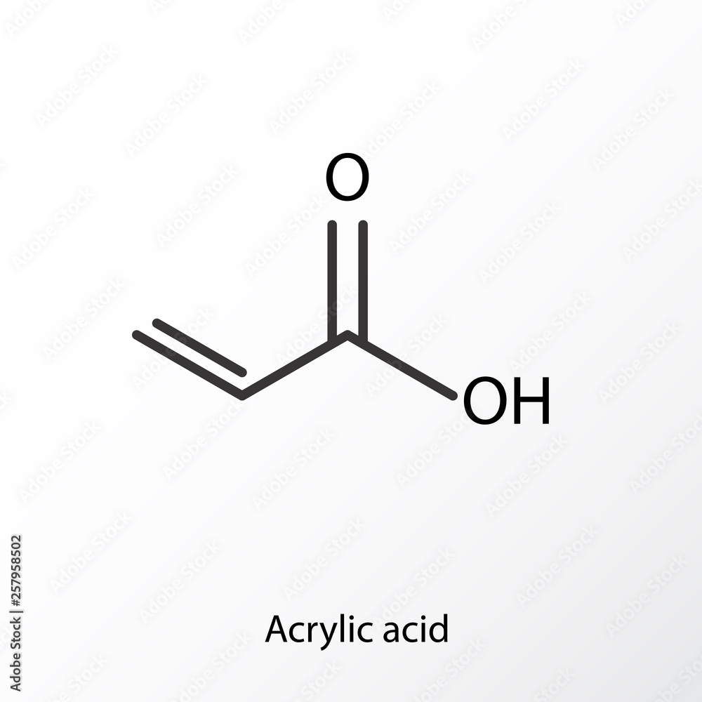 acrylic acid molecule, polyacrylic acid (PAA, carbomer) building block ...
