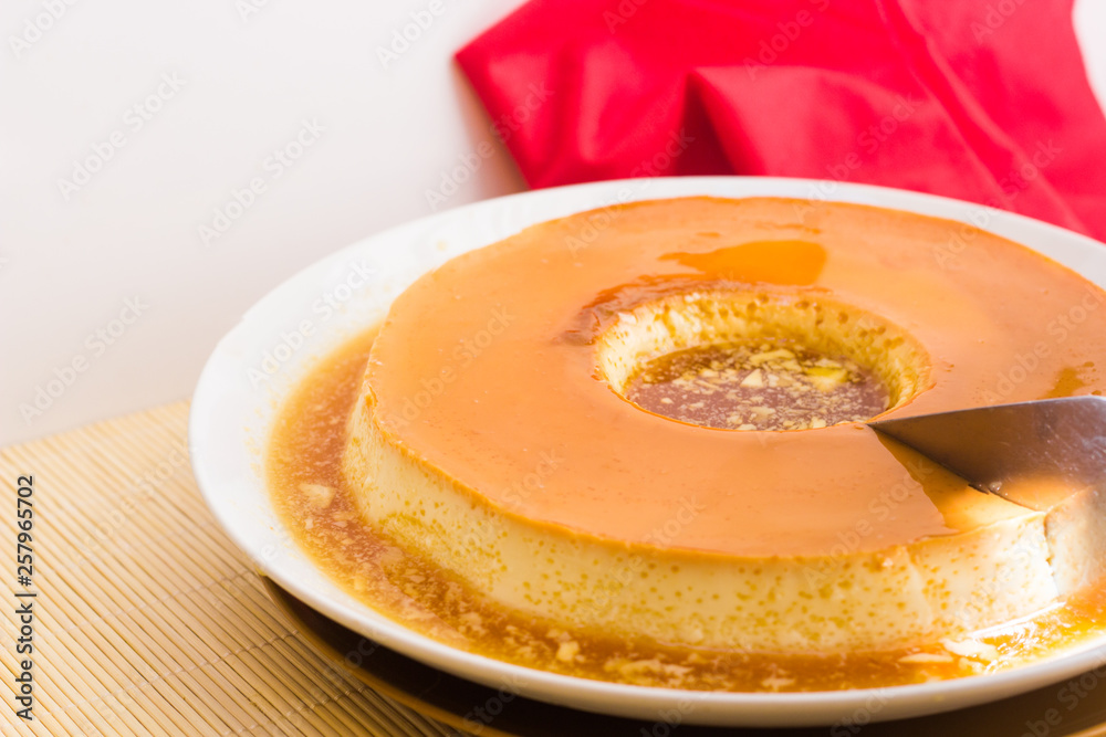 Milk Pudding or Pudim de leite. Brazilian dessert homemade caramel ...