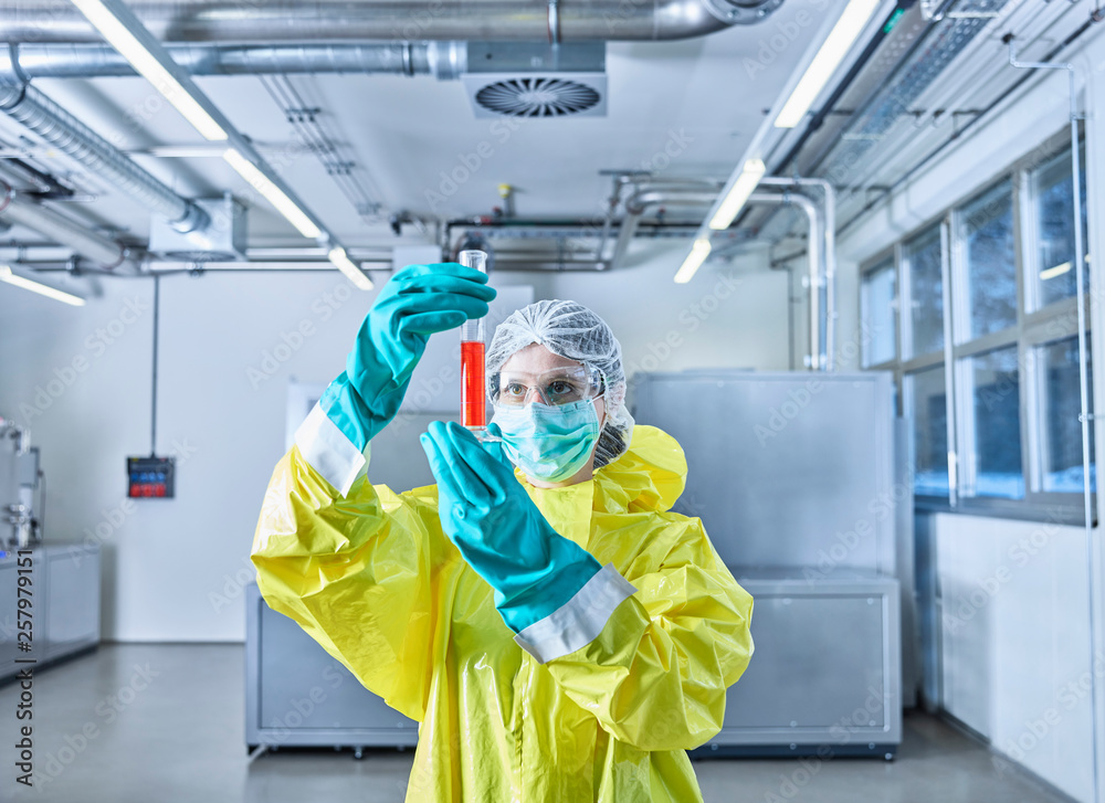 Chemist working in industrial laboratory, checking test tube Stock ...