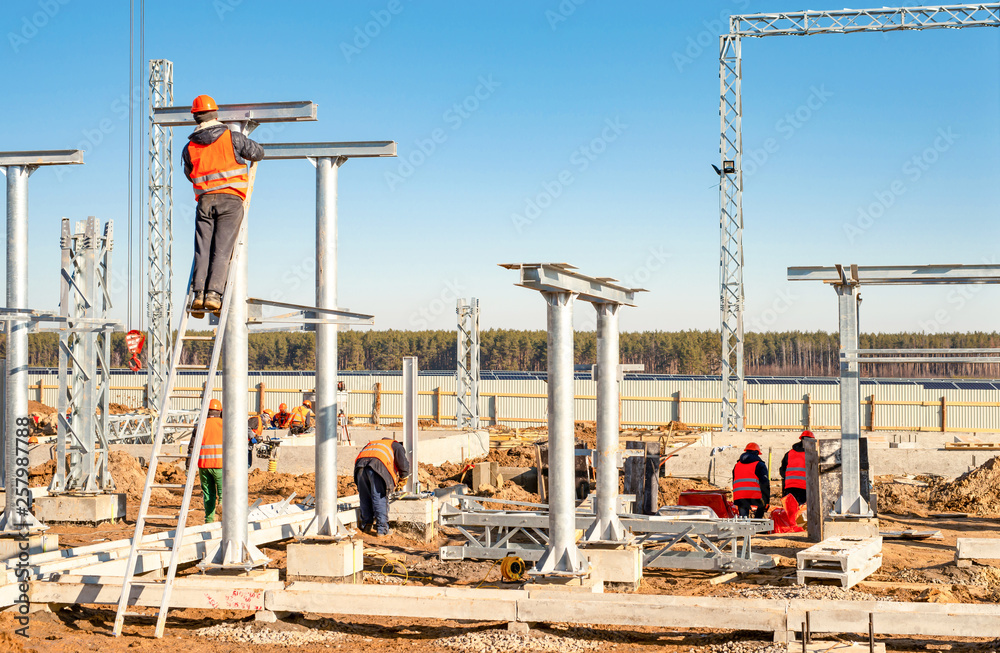 Construction of electrical substation and equipment installation Stock ...