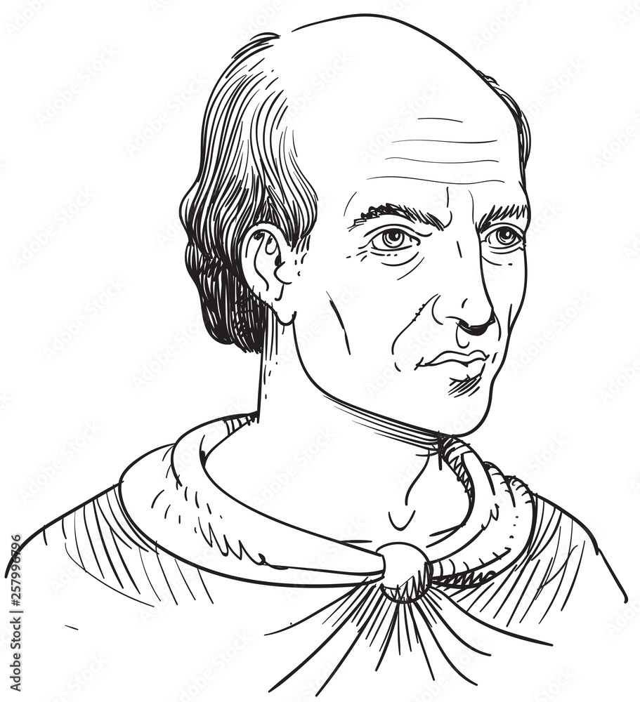 Epictetus portrait in line art illustration Stock Vector | Adobe Stock