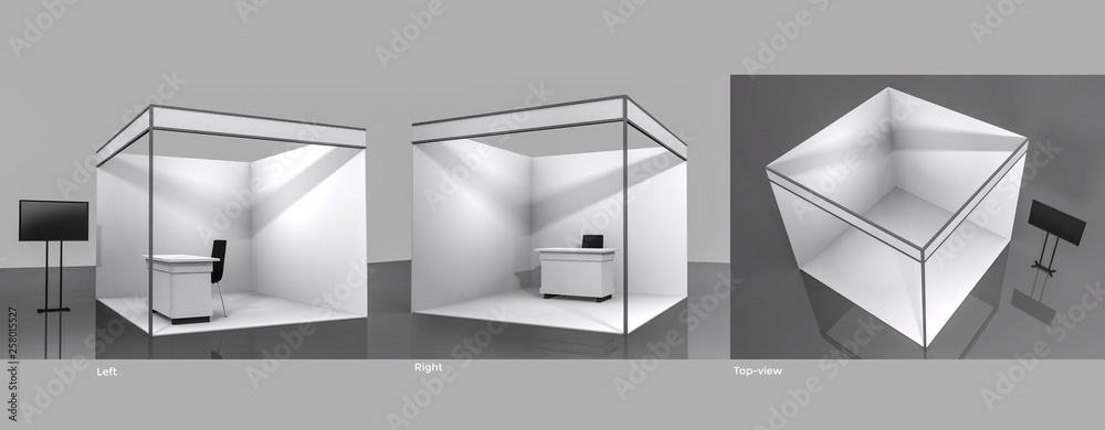 White and Blank Booth.,3d render isolated on white background. High ...