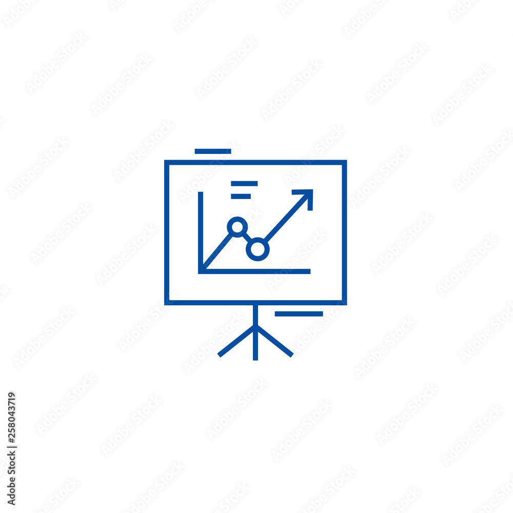 Presentation board,flip chart line concept icon. Presentation board ...