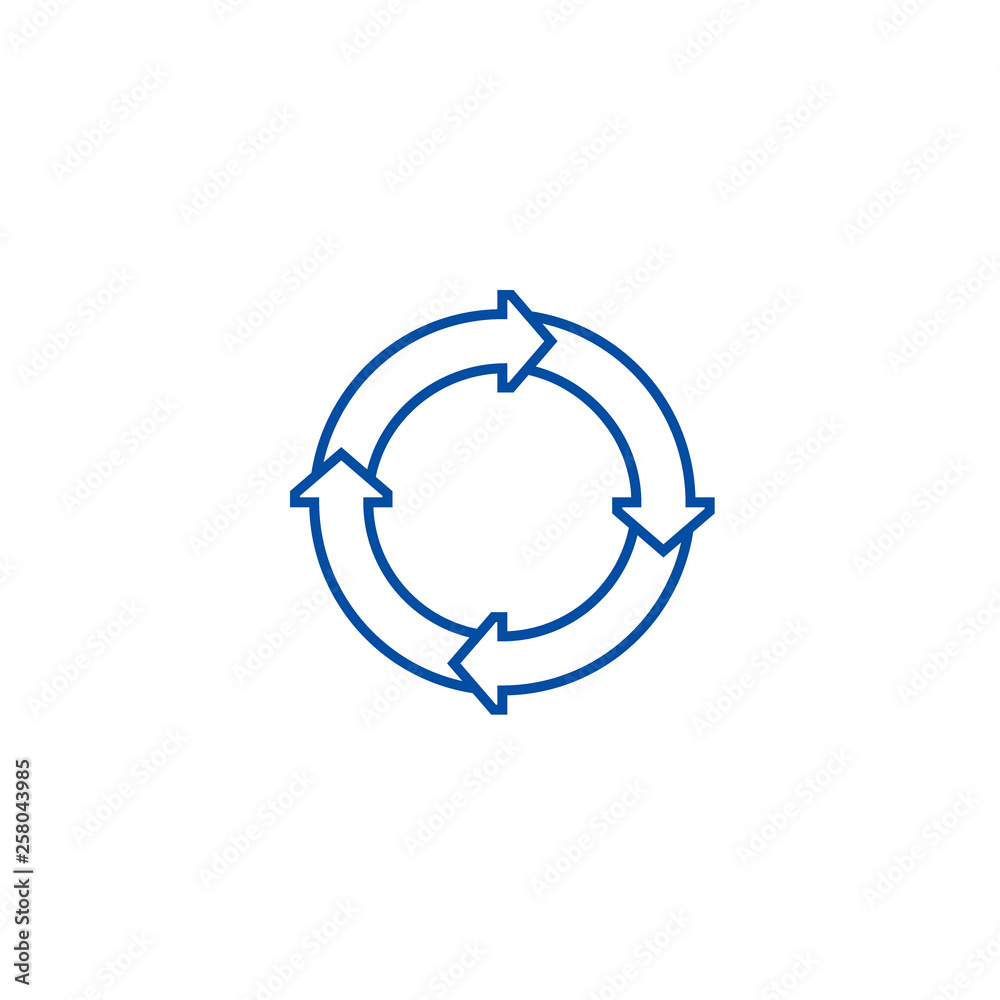 Process diagrams line concept icon. Process diagrams flat vector ...